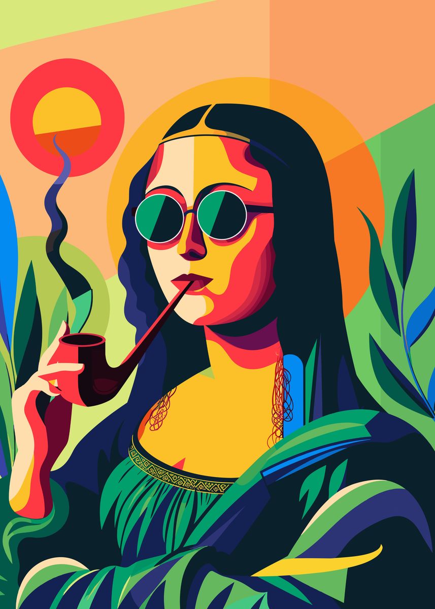 'Pipe Smoking Mona Lisa Art' Poster, picture, metal print, paint by ...