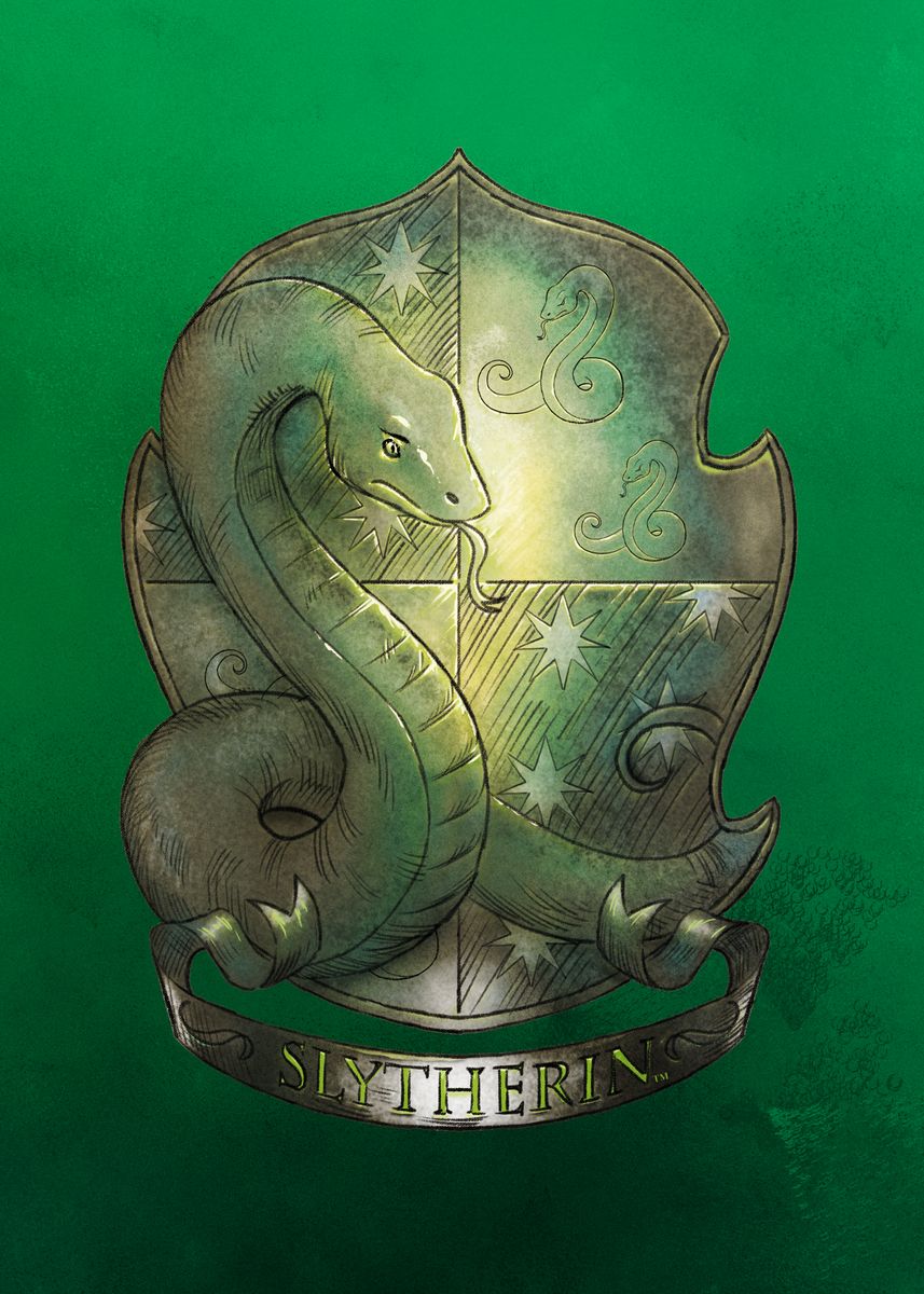 'Slytherin Shield' Poster, picture, metal print, paint by Wizarding ...