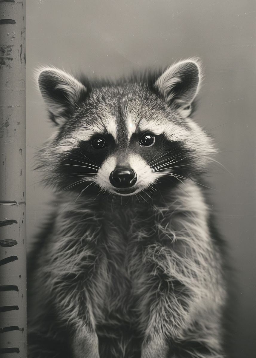 'Raccoon Mugshot Criminal' Poster, picture, metal print, paint by ...