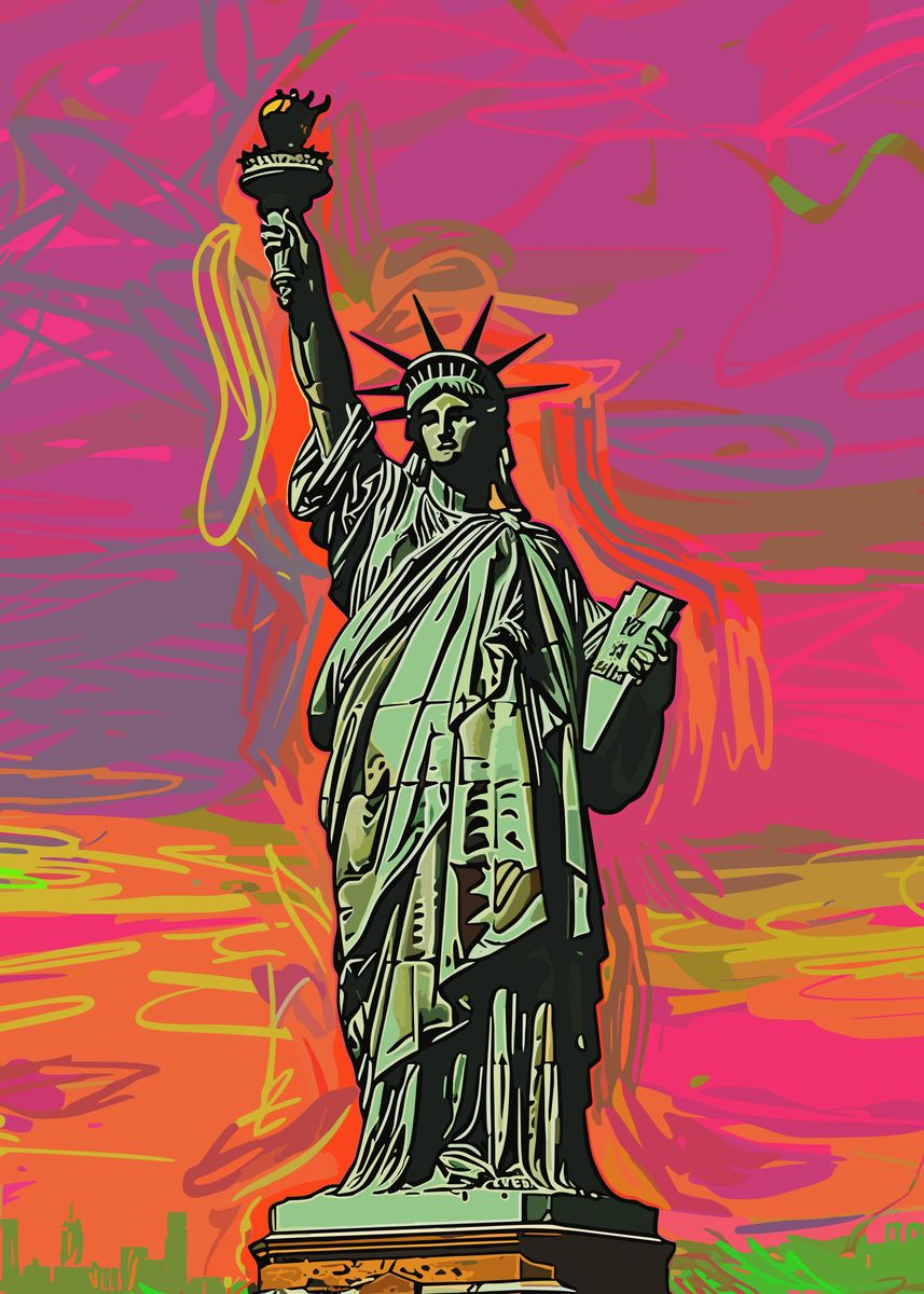 'Pop Art Statue of Liberty' Poster, picture, metal print, paint by Omar ...