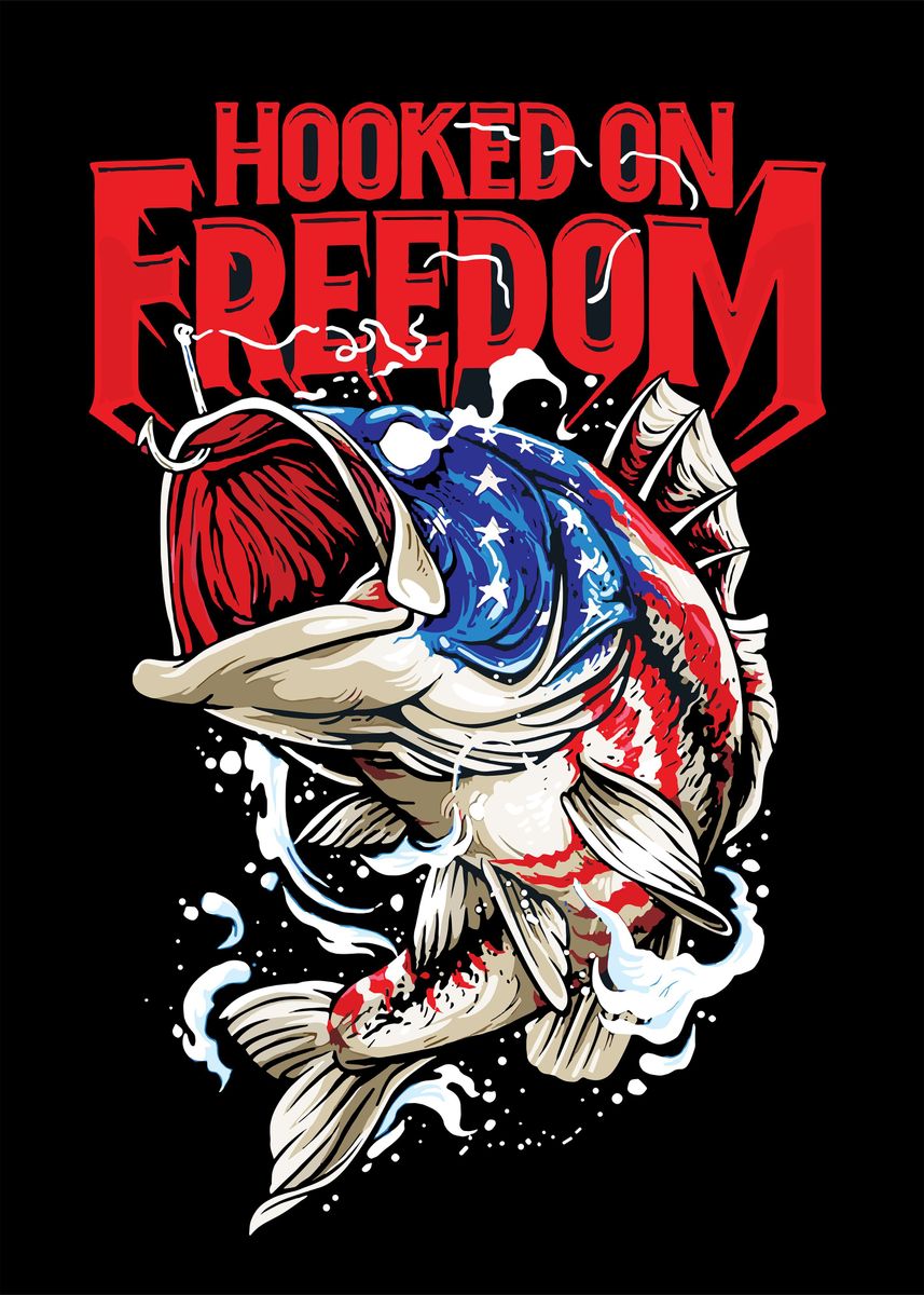 'Hooked On Freedom' Poster, picture, metal print, paint by Erick Sato | Displate