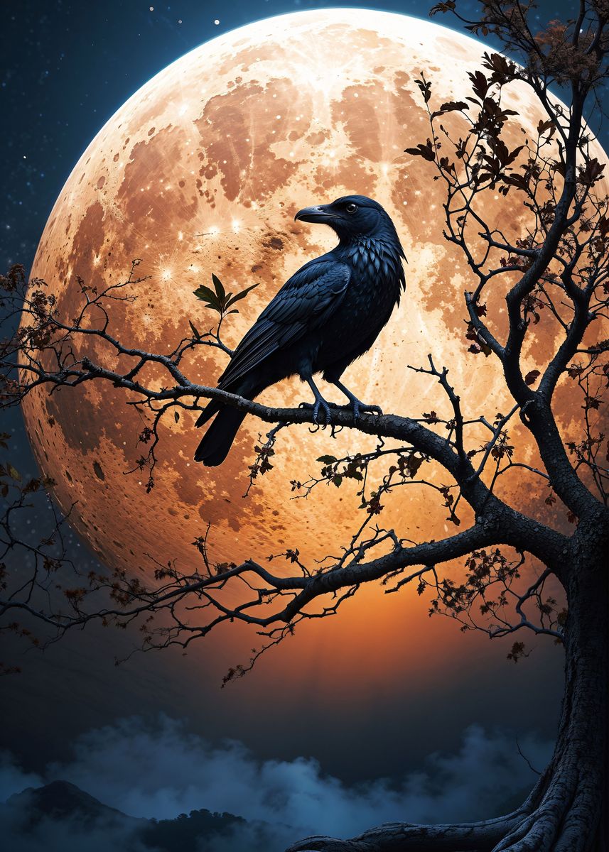 'Crow at Night' Poster, picture, metal print, paint by FlyingBlade ...