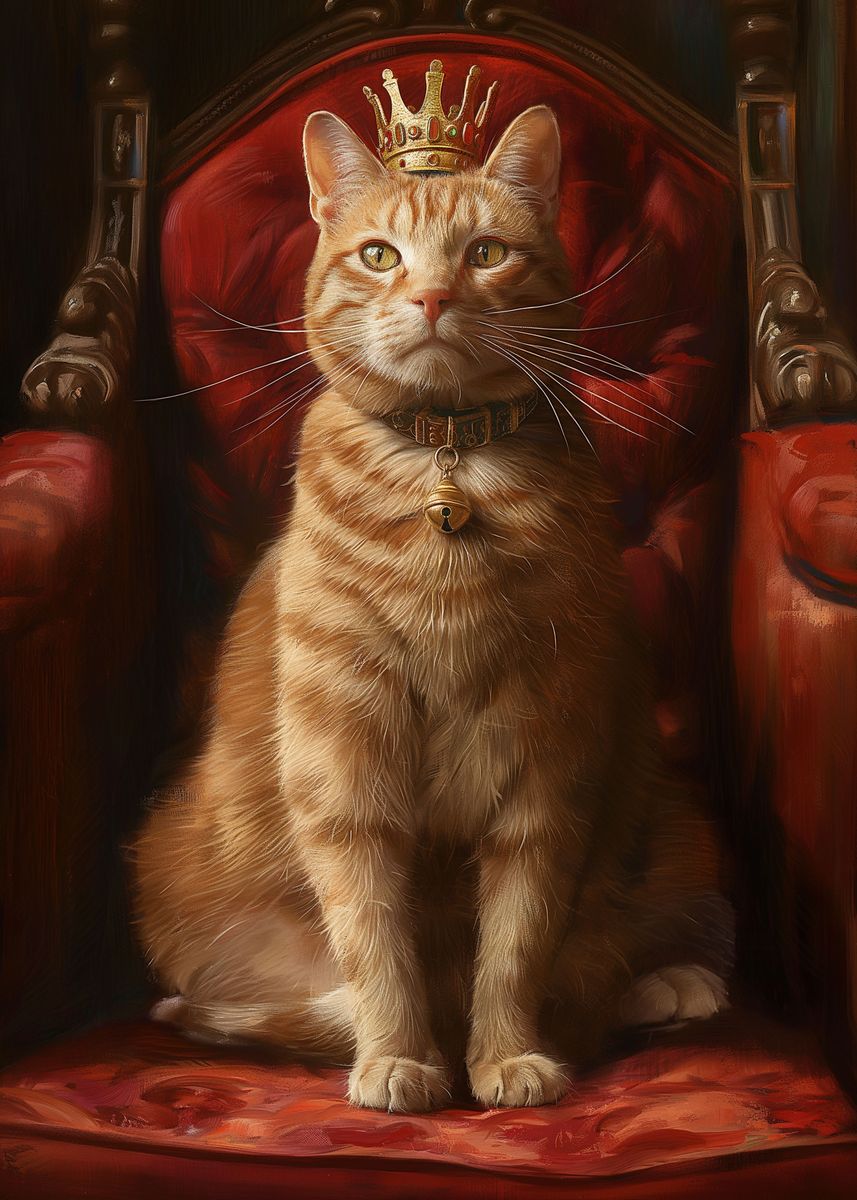 'Orange Tabby Cat Queen' Poster, picture, metal print, paint by Zenz ...