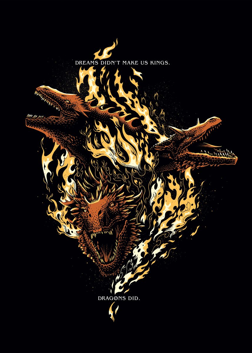 'Dragons Not Dreams' Poster, picture, metal print, paint by House of ...