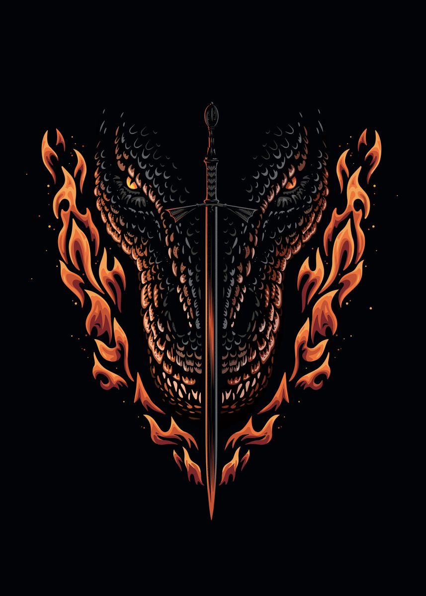 'Syrax Flames' Poster, picture, metal print, paint by House of the ...