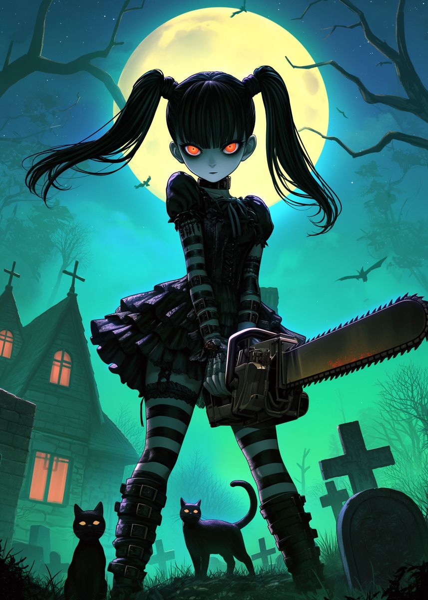 'Anime Goth Girl Massacre' Poster, picture, metal print, paint by ...