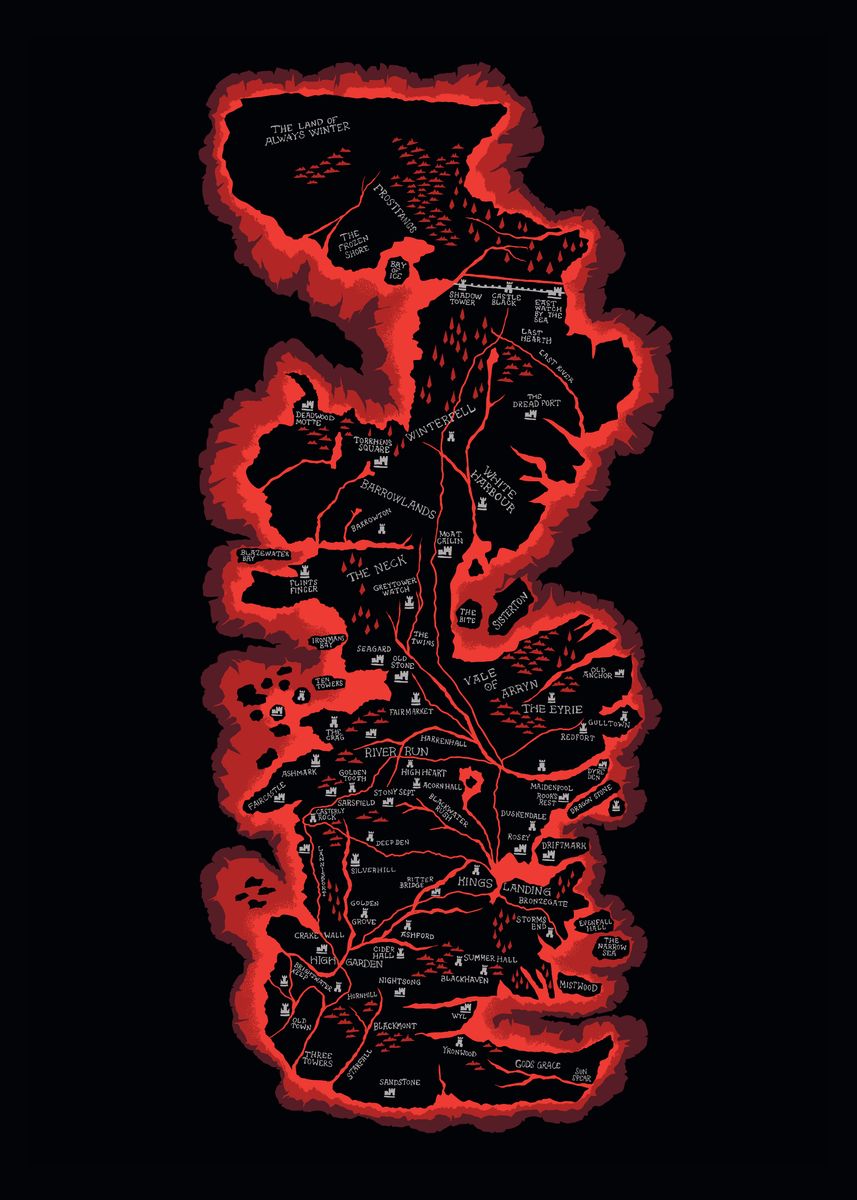 'Westeros in Blood' Poster, picture, metal print, paint by House of the ...