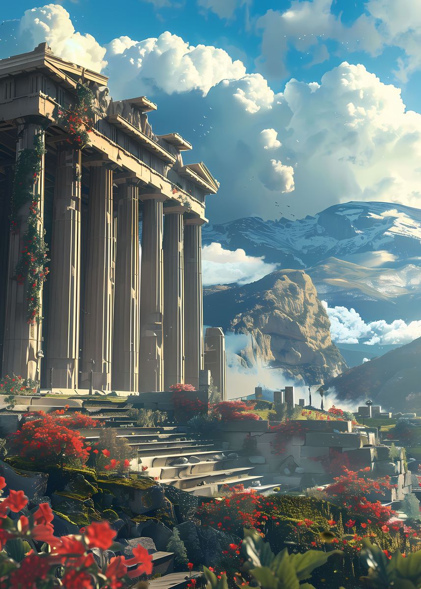 'Athenas Parthenon temple' Poster, picture, metal print, paint by ...