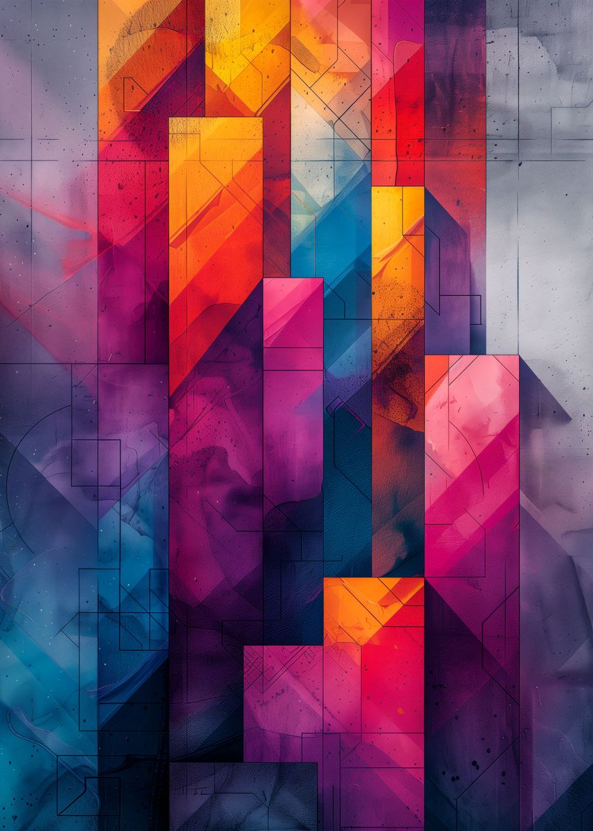 'Block Geometric Art' Poster, picture, metal print, paint by Art Dreams ...