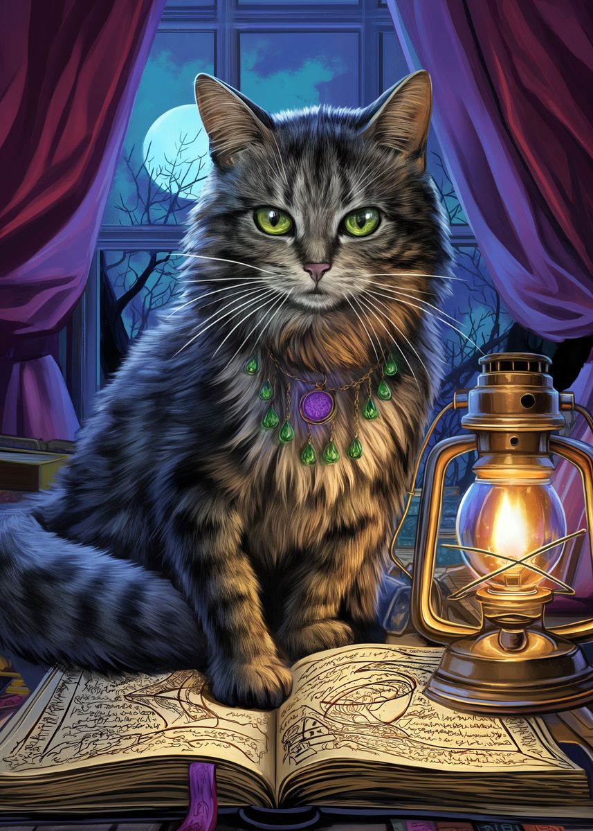 'Magical Cat' Poster, picture, metal print, paint by Georgianna Lambert ...