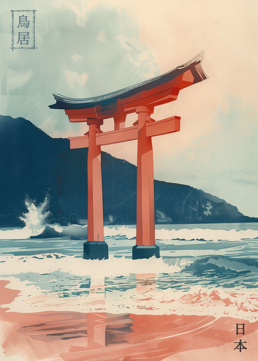 'Torii Gate Sea Japan' Poster, picture, metal print, paint by ...