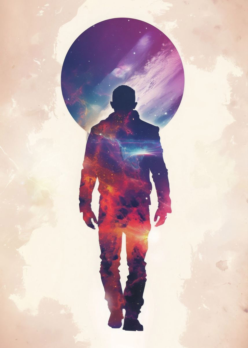 'Man Galaxy Silhouette' Poster, picture, metal print, paint by Oliver ...