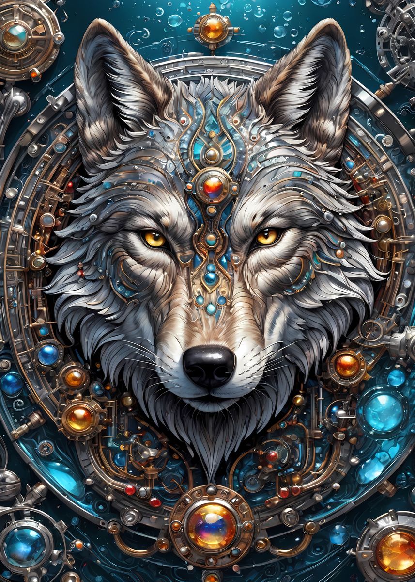 'Starlight Wolf Protector' Poster, picture, metal print, paint by Luong ...