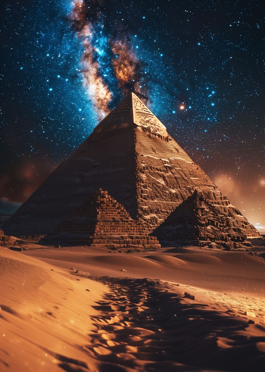 'Egyptian Pyramid Night' Poster, picture, metal print, paint by ...