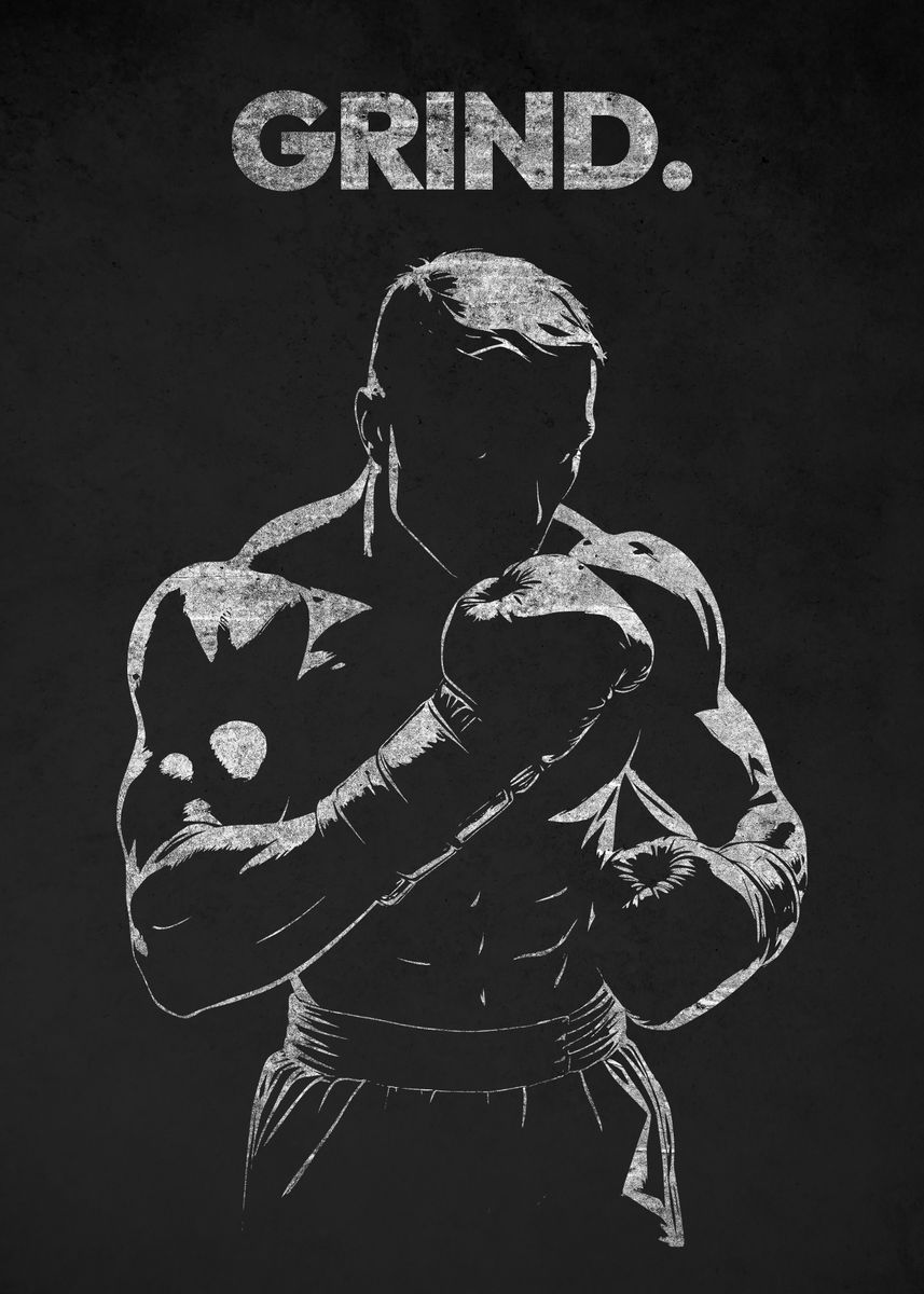'Grind Boxing Motivational' Poster, picture, metal print, paint by ...