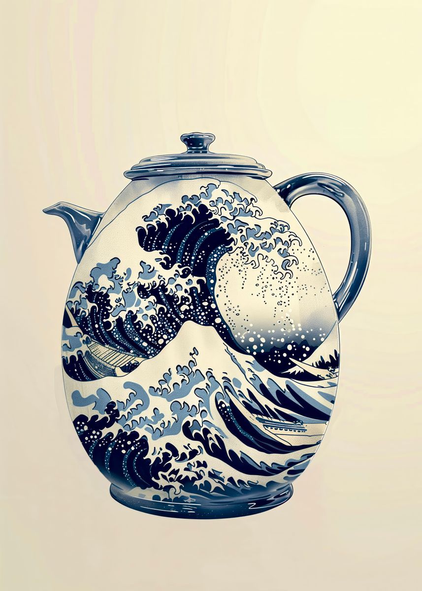 'Great Wave of Coffee pot' Poster, picture, metal print, paint by Simon ...