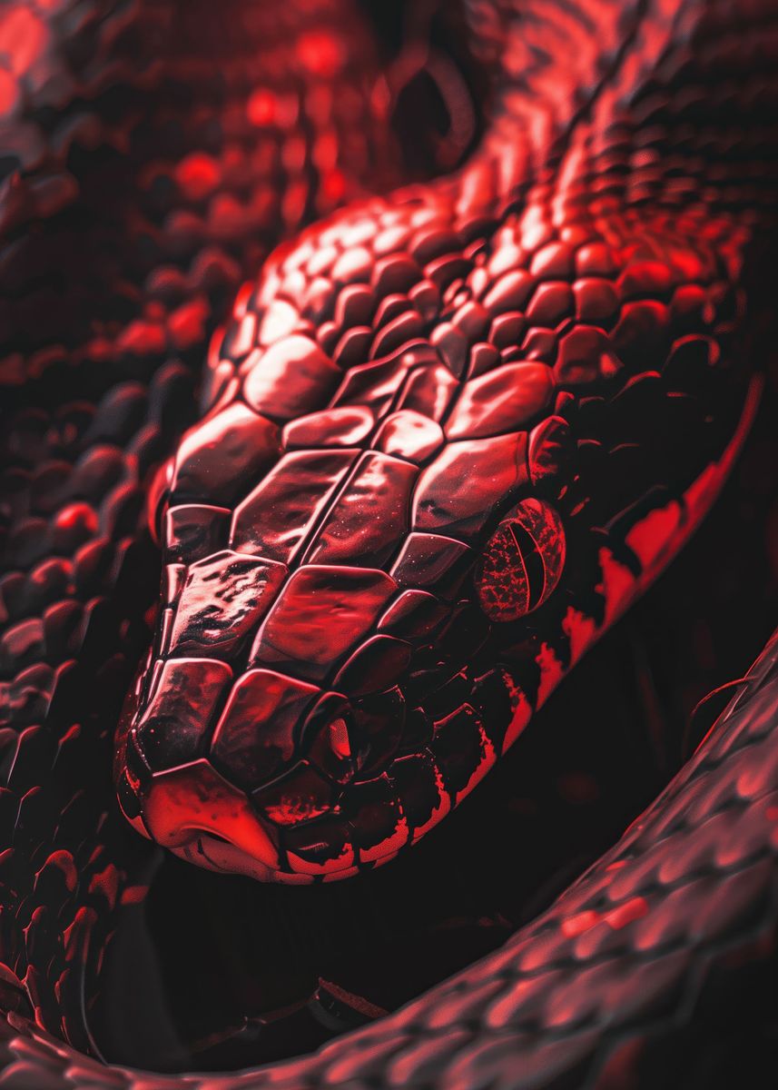 'Crimson Red Cobra' Poster, picture, metal print, paint by TESSERACT 07 ...