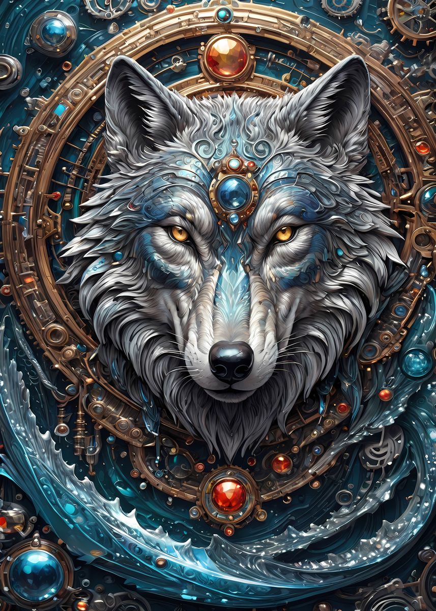 'Wolf Metal Waves' Poster, picture, metal print, paint by Luong Phat ...