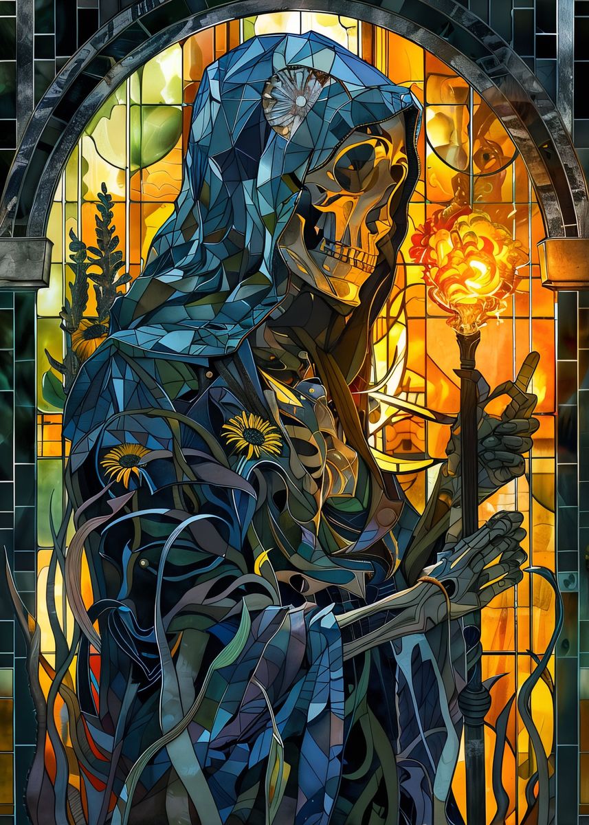 'Golden Skeleton Sentinel' Poster, picture, metal print, paint by ...