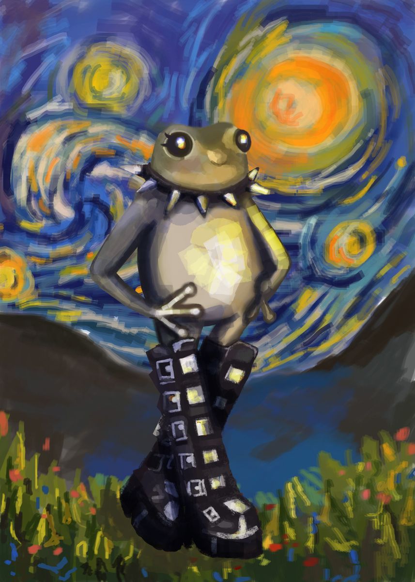 'gothic frog starry night' Poster, picture, metal print, paint by wine ...