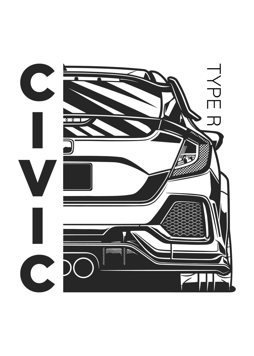 'Honda Civic Type R' Poster, picture, metal print, paint by Conceptual ...
