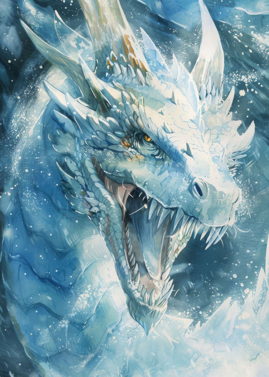 'Snow White Dragon ' Poster, picture, metal print, paint by Mason Scott ...