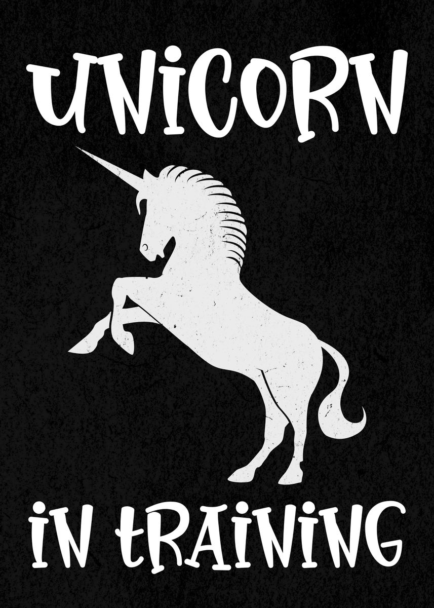 'UNICORN IN TRAINING WHITE' Poster, picture, metal print, paint by ...