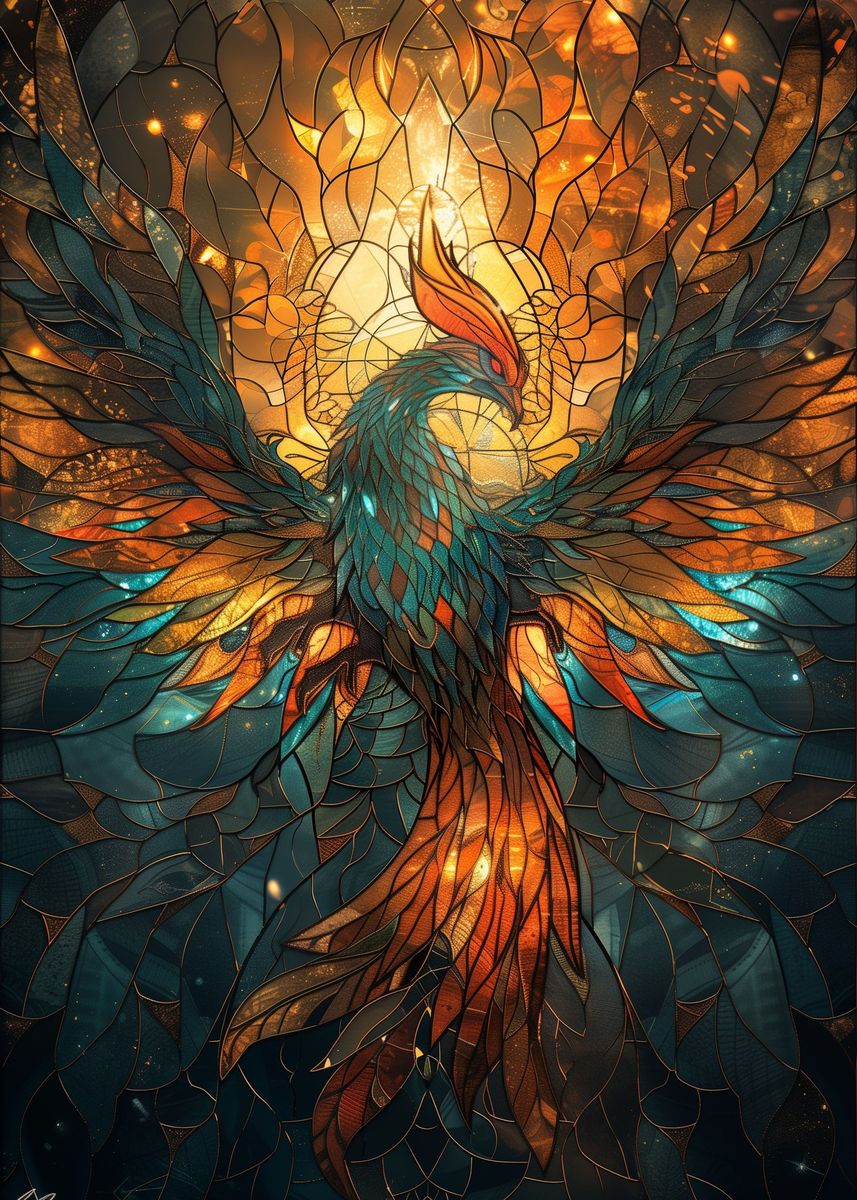 'Kintsugi Phoenix Bird' Poster, picture, metal print, paint by Creative ...