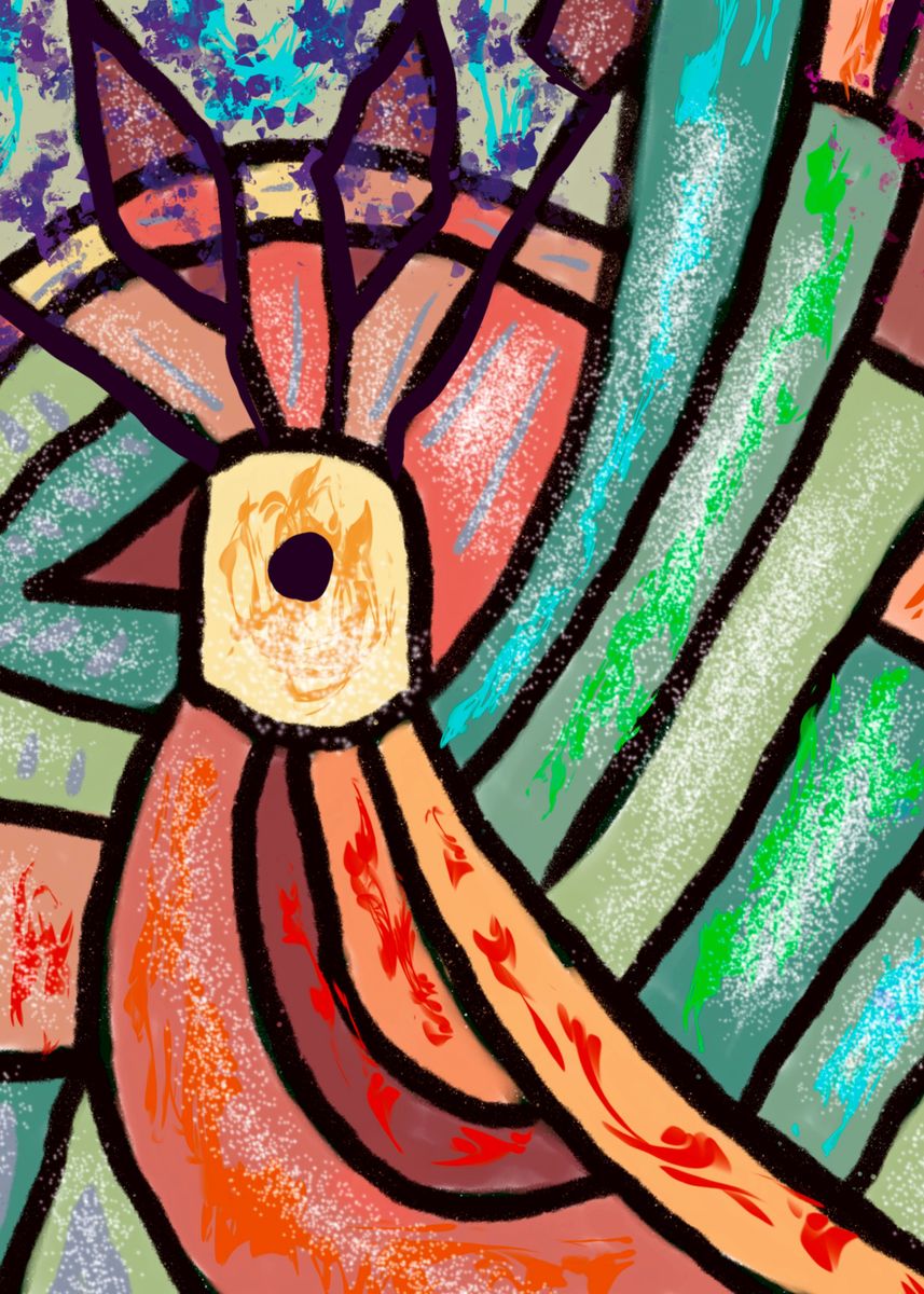 'Geometric Hen' Poster, picture, metal print, paint by Roxy Portillo ...