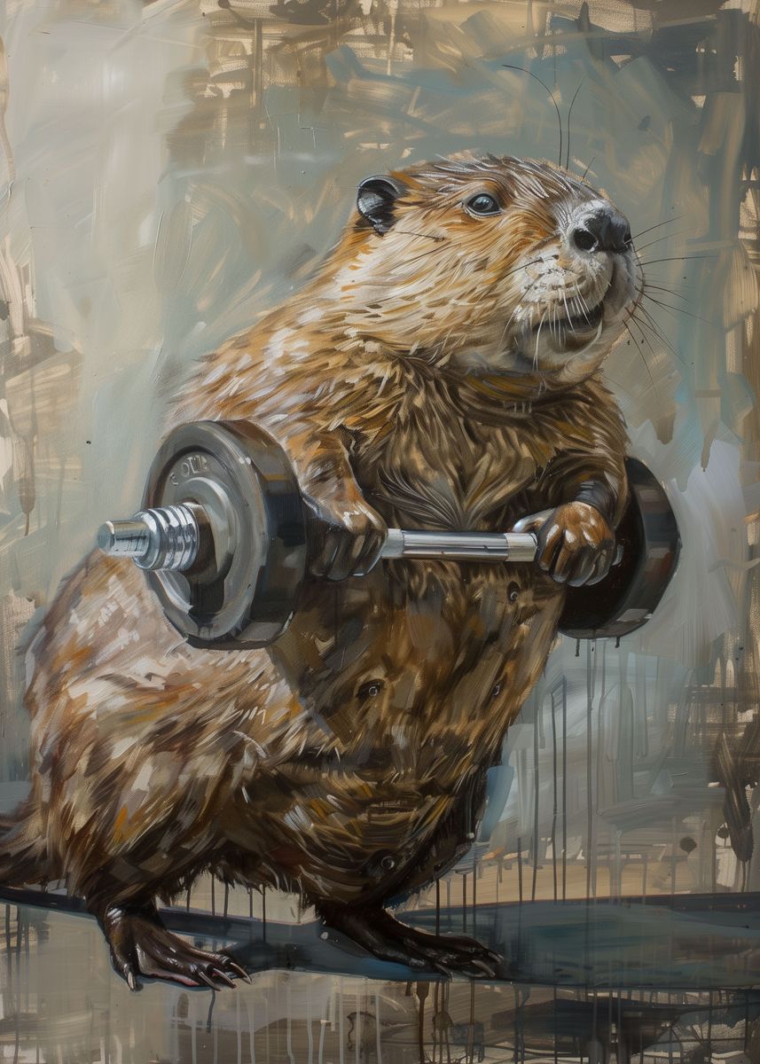 'Beaver Lighting Weights' Poster, picture, metal print, paint by Zenz ...