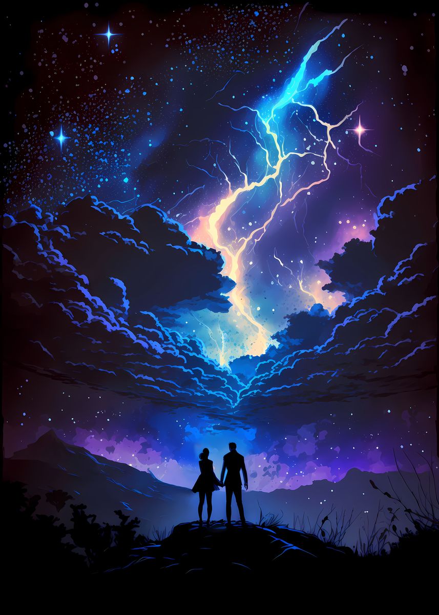 'Galactic Lightning Strike' Poster, picture, metal print, paint by Luong Phat | Displate