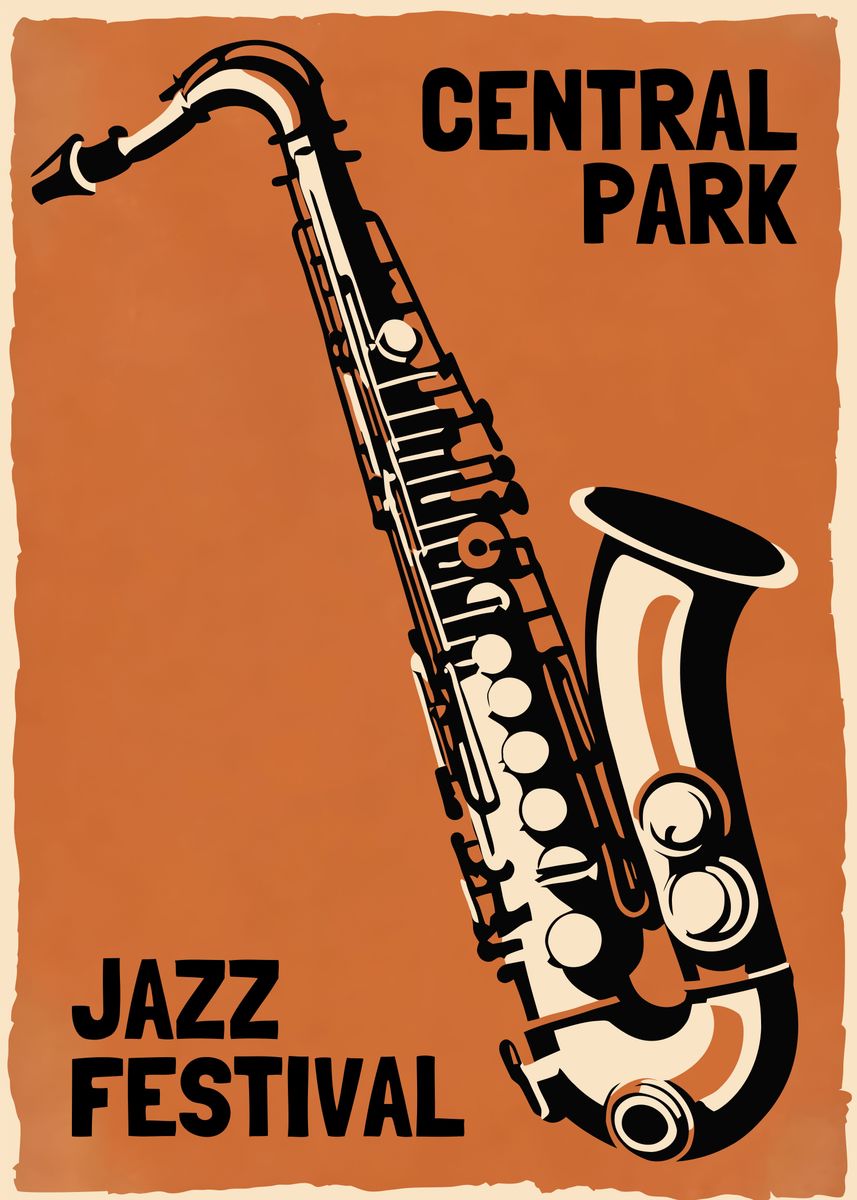 'Central Park Jazz Poster' Poster, picture, metal print, paint by BluePinkPanther | Displate
