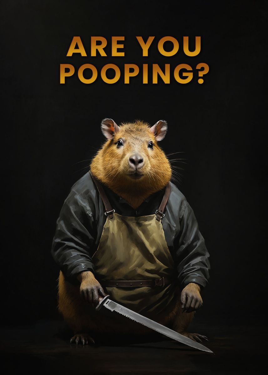 'Capybara funny meme poop' Poster, picture, metal print, paint by Snd ...