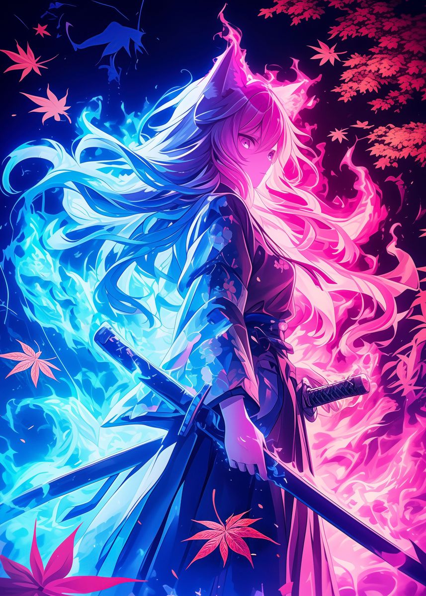 'magical samurai girl' Poster, picture, metal print, paint by Adel S ...