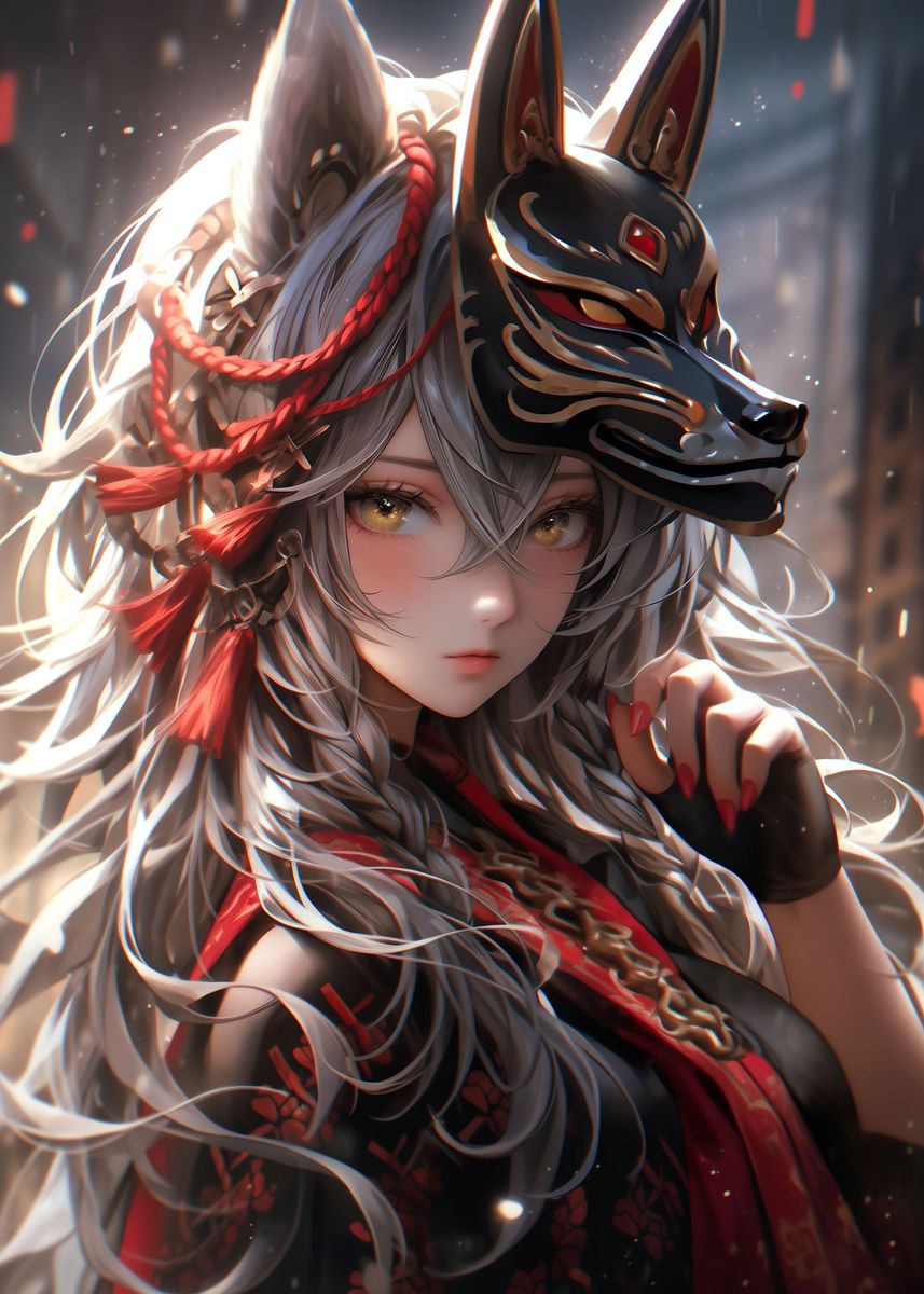 'Kitsune Fury' Poster, picture, metal print, paint by Pixel Pixie Dust ...