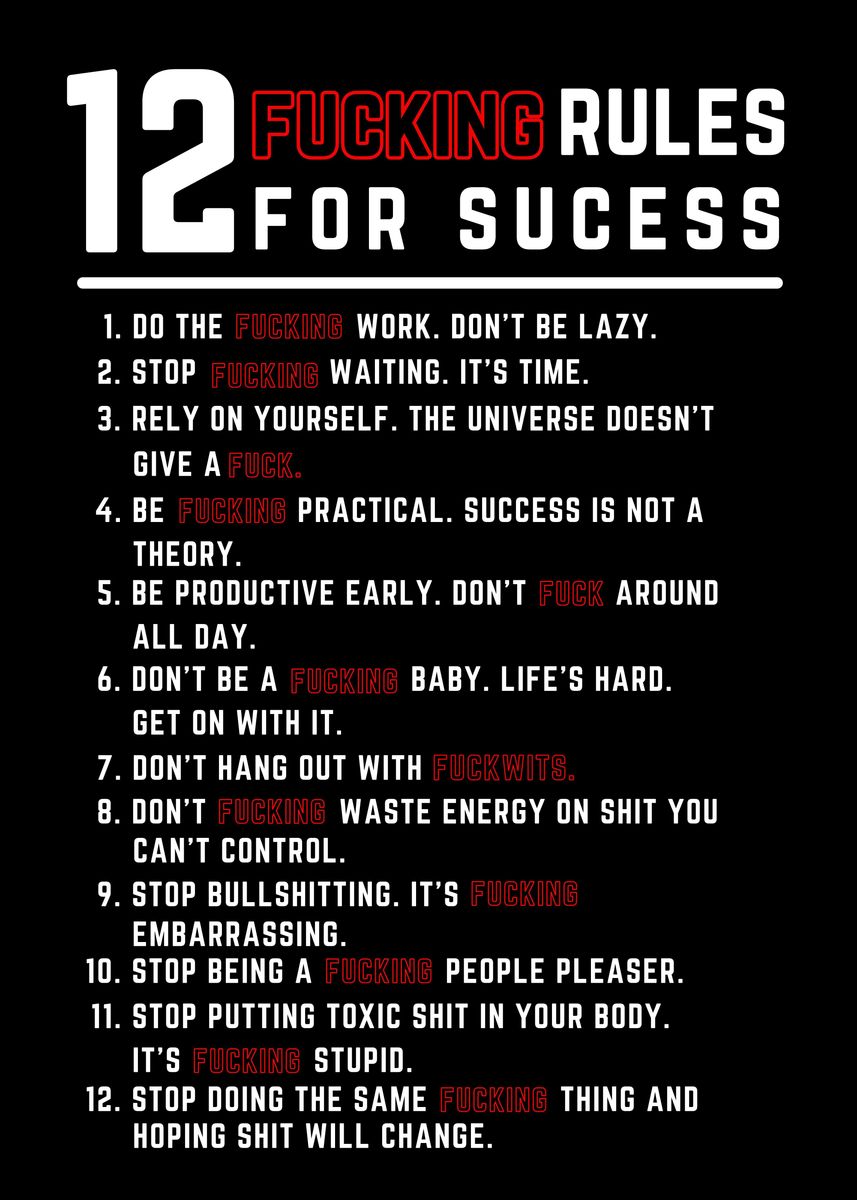 '12 Rules For Success' Poster, picture, metal print, paint by Tech ...