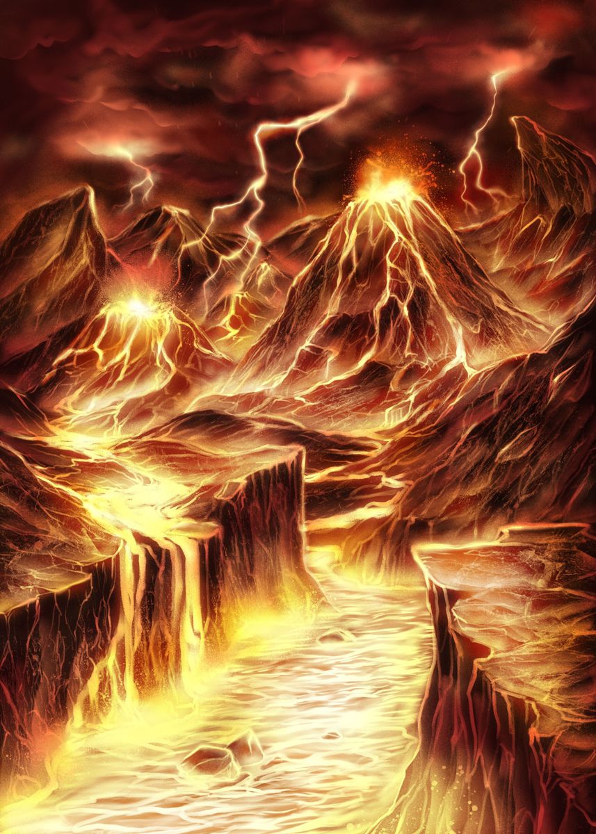 'The 9 Realms Muspelheim' Poster, picture, metal print, paint by ...