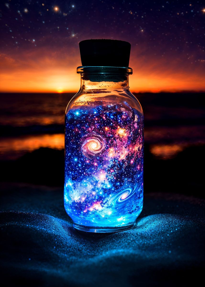 'Starlight Elixir Potion' Poster, picture, metal print, paint by Pixaverse | Displate