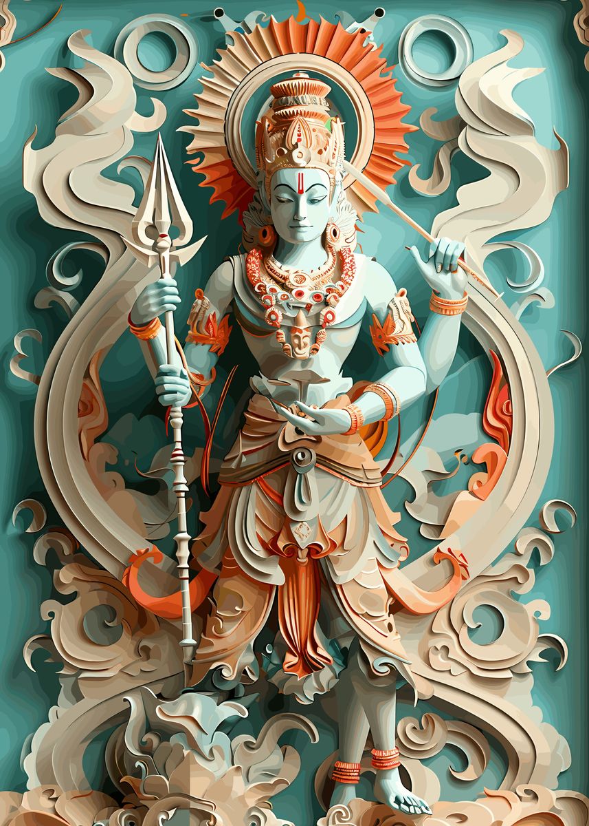 'Hinduism God Indra' Poster, picture, metal print, paint by ...