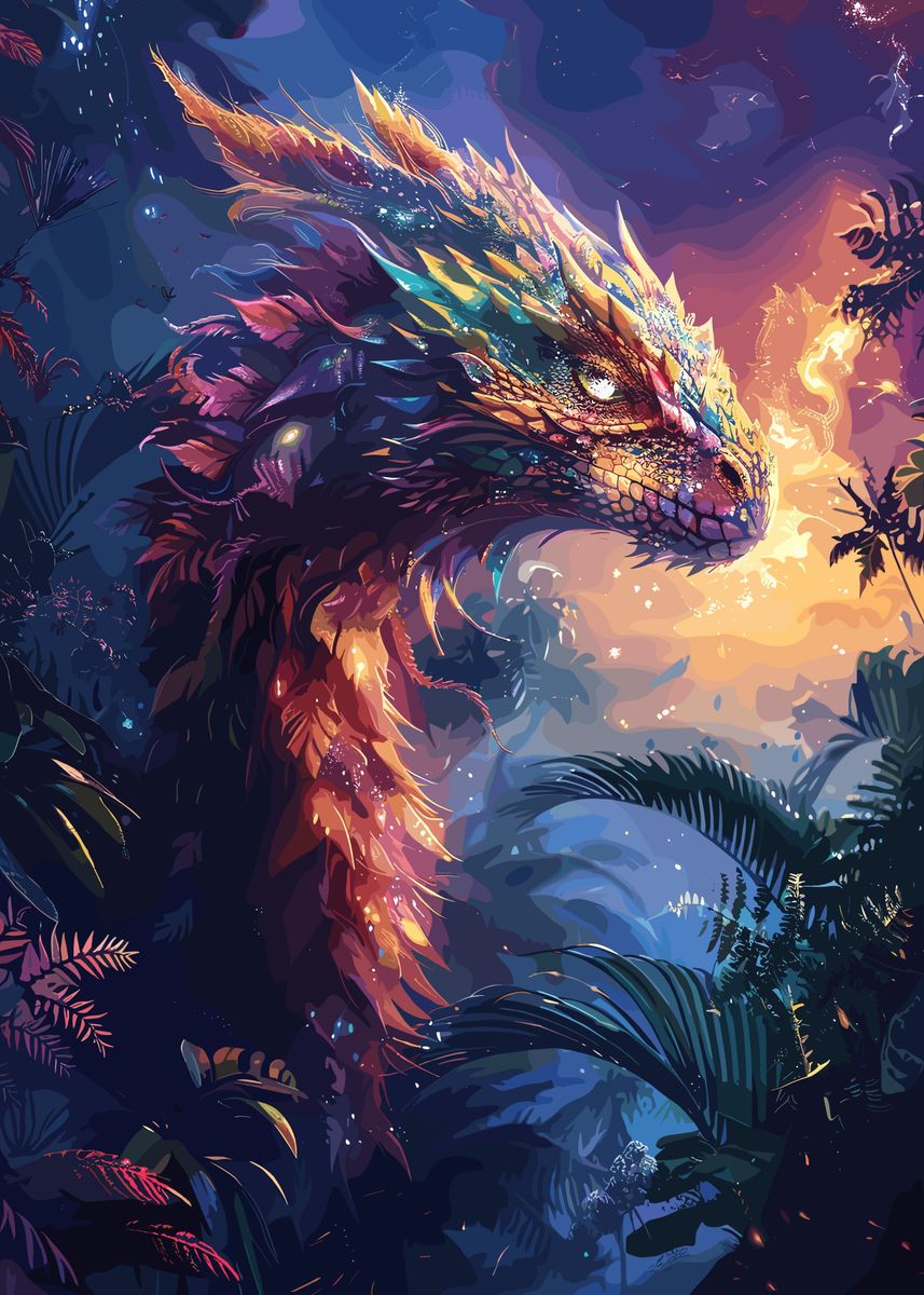 'Fantasy Magic Dragon' Poster, picture, metal print, paint by ...