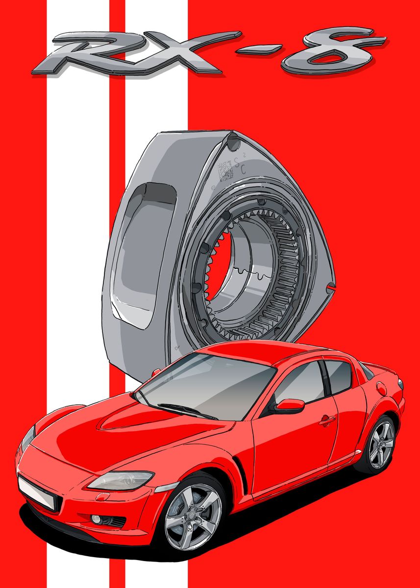 'Mazda RX8 Rotary' Poster, picture, metal print, paint by ND Fat | Displate