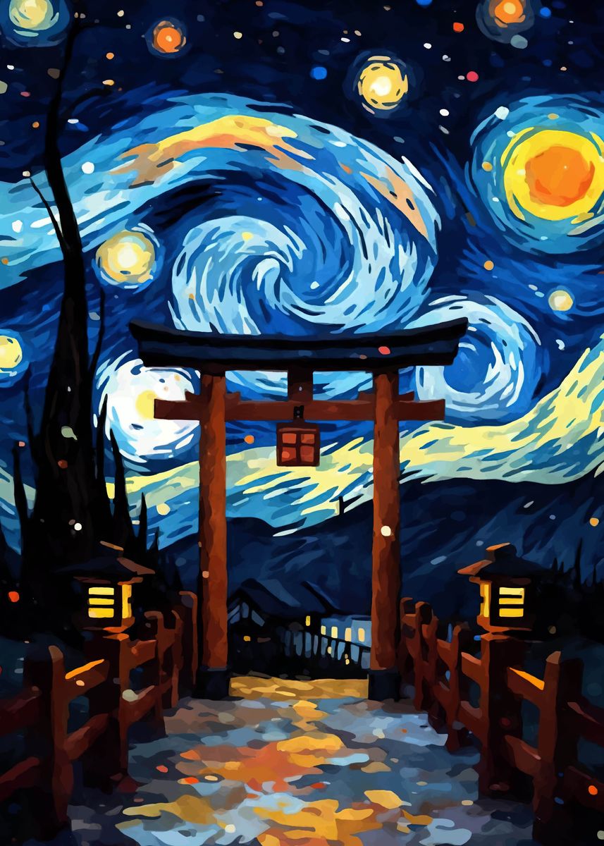 'Japan Starry Night Van Gog' Poster, picture, metal print, paint by ...