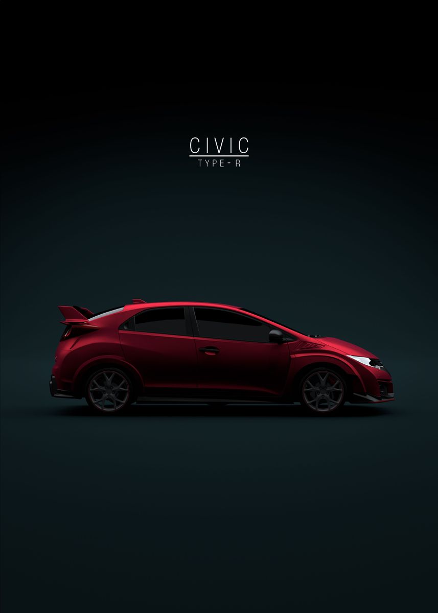 'Honda Civic Type R FK2 Red' Poster, picture, metal print, paint by 21 ...
