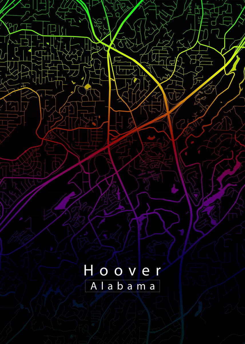 'Hoover Alabama City Map' Poster, picture, metal print, paint by ...