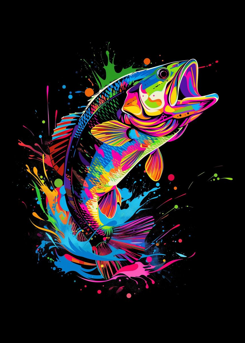 'Bass Fishing Bass Fish' Poster, picture, metal print, paint by ...