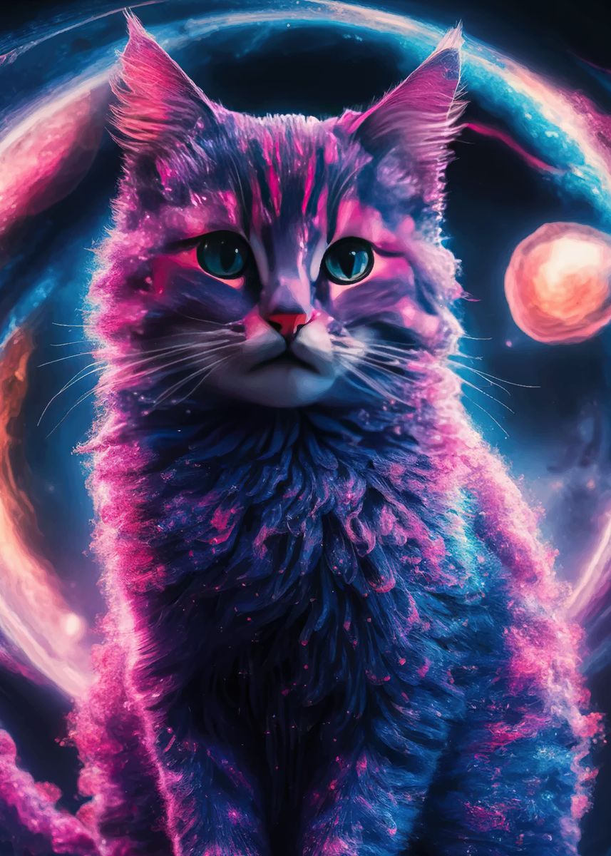 'Cat Galaxy' Poster, picture, metal print, paint by nguyencao | Displate