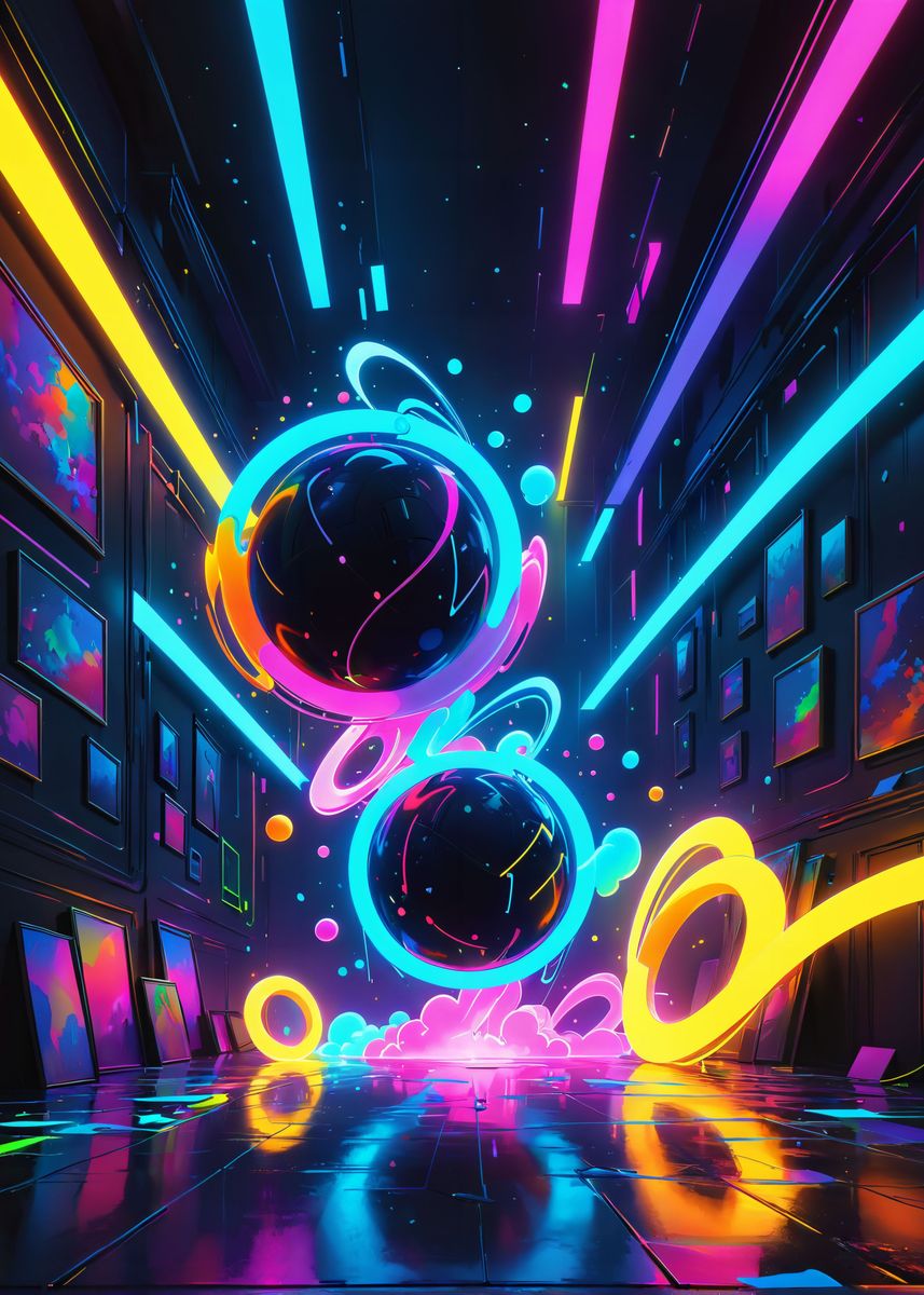 'wall neon ' Poster, picture, metal print, paint by aigoar | Displate