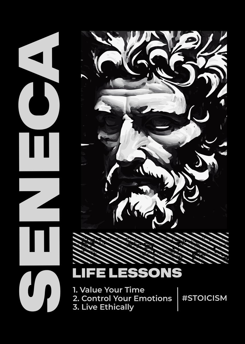 'Seneca Stoic Life Lessons' Poster, picture, metal print, paint by ...