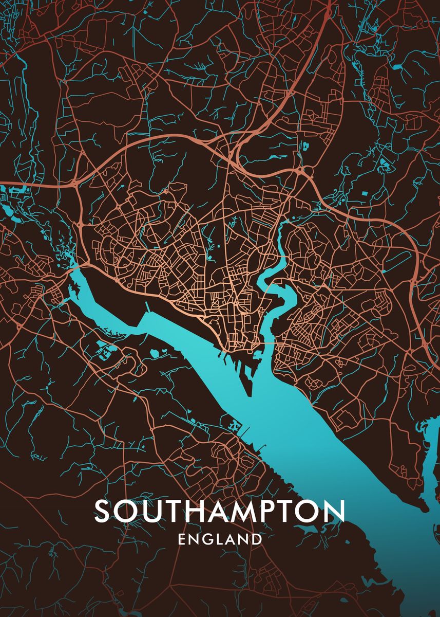 'Southampton City Map' Poster, picture, metal print, paint by Miracle ...