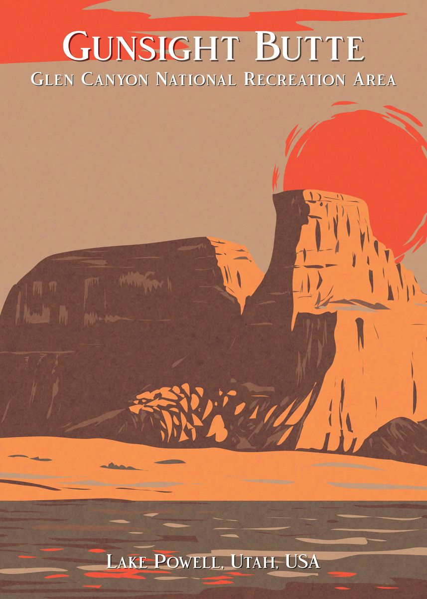 'Gunsight Butte' Poster, picture, metal print, paint by Jordan Holmes ...